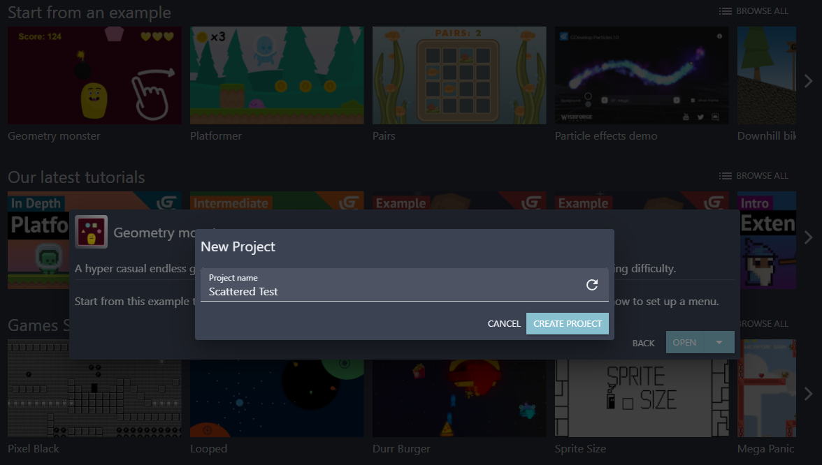 Template asks for new name, inconsistent dialog title · Issue #3497 · 4ian/GDevelop · GitHub