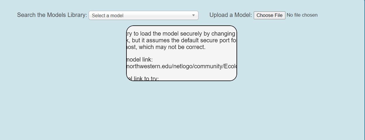 "Try to load the model securely" error on NetLogo web for the Ecological Competition Model ...