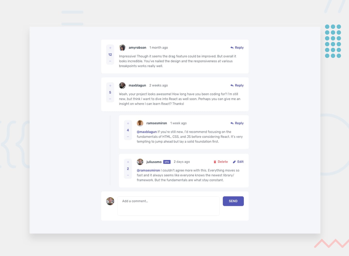 GitHub - webgeek2021/FrontEndMentor_Comment_Page