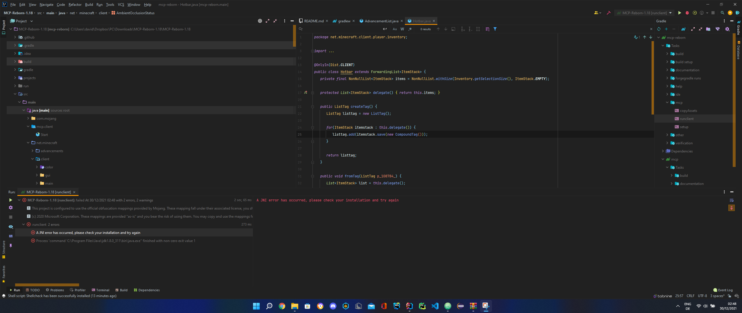 Error on building · Issue #156 · Hexeption/MCP-Reborn · GitHub