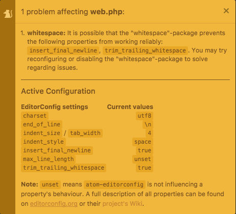 Whitespace and Editorconfig plugins conflict · Issue #188 · atom ...