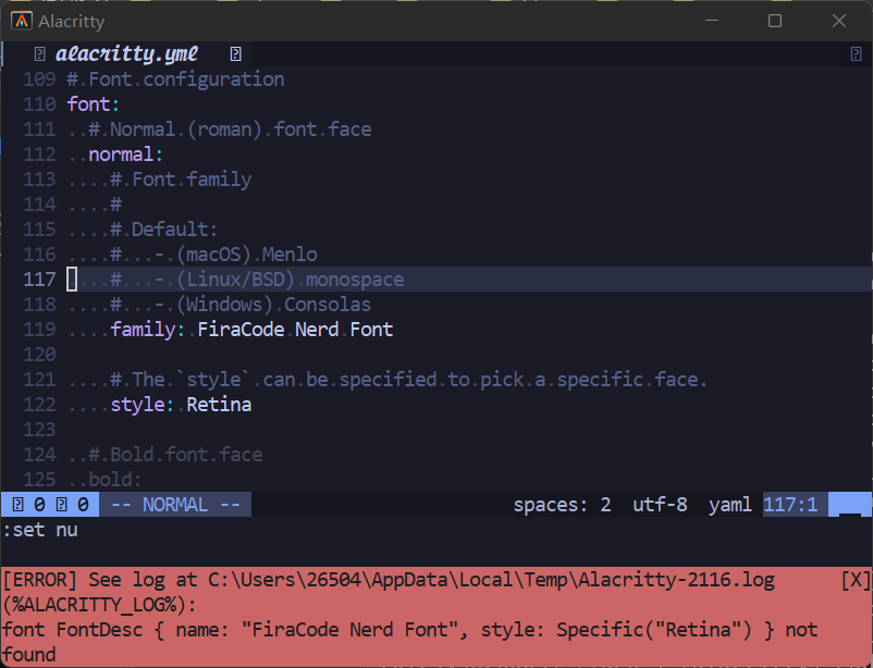 The terminal emulator could not find the installed Font (e.g. FiraCode Nerd Font Retina) · Issue ...