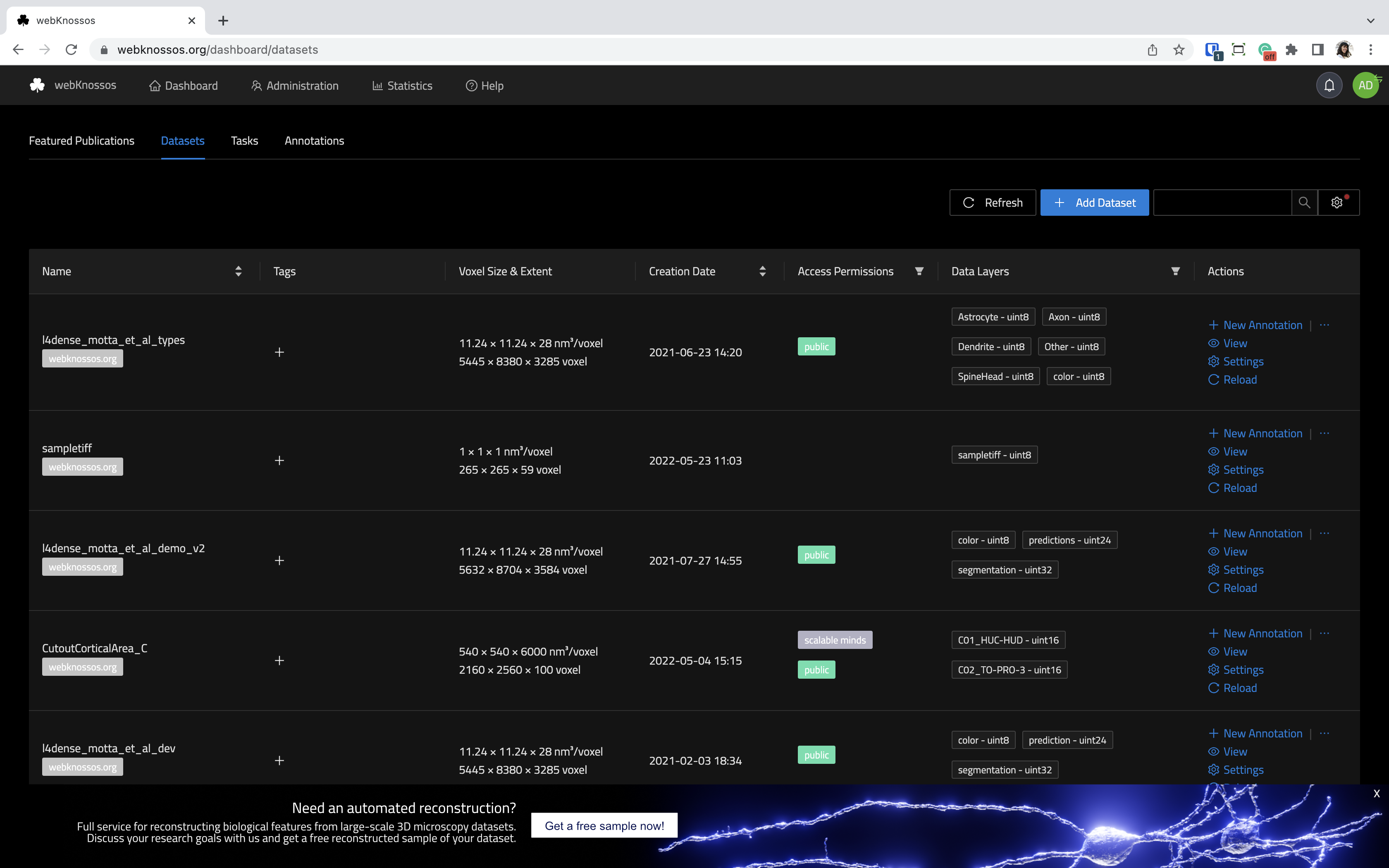 Banner to advertize VX in the wK UI · Issue #6531 · scalableminds/webknossos · GitHub