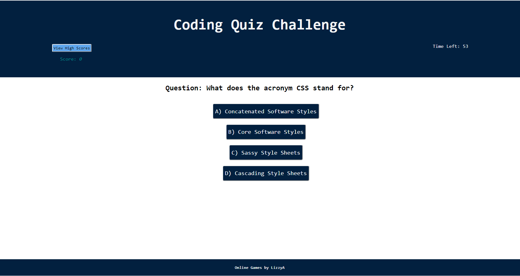 GitHub - LAllender/codeQuiz