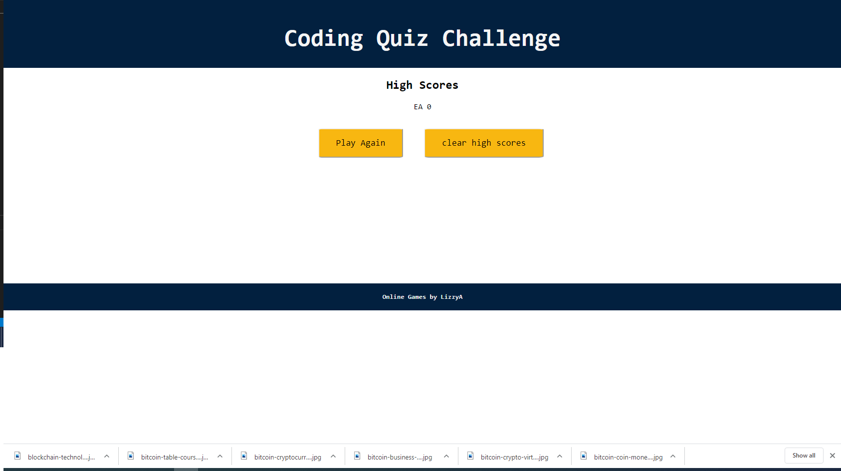 GitHub - LAllender/codeQuiz