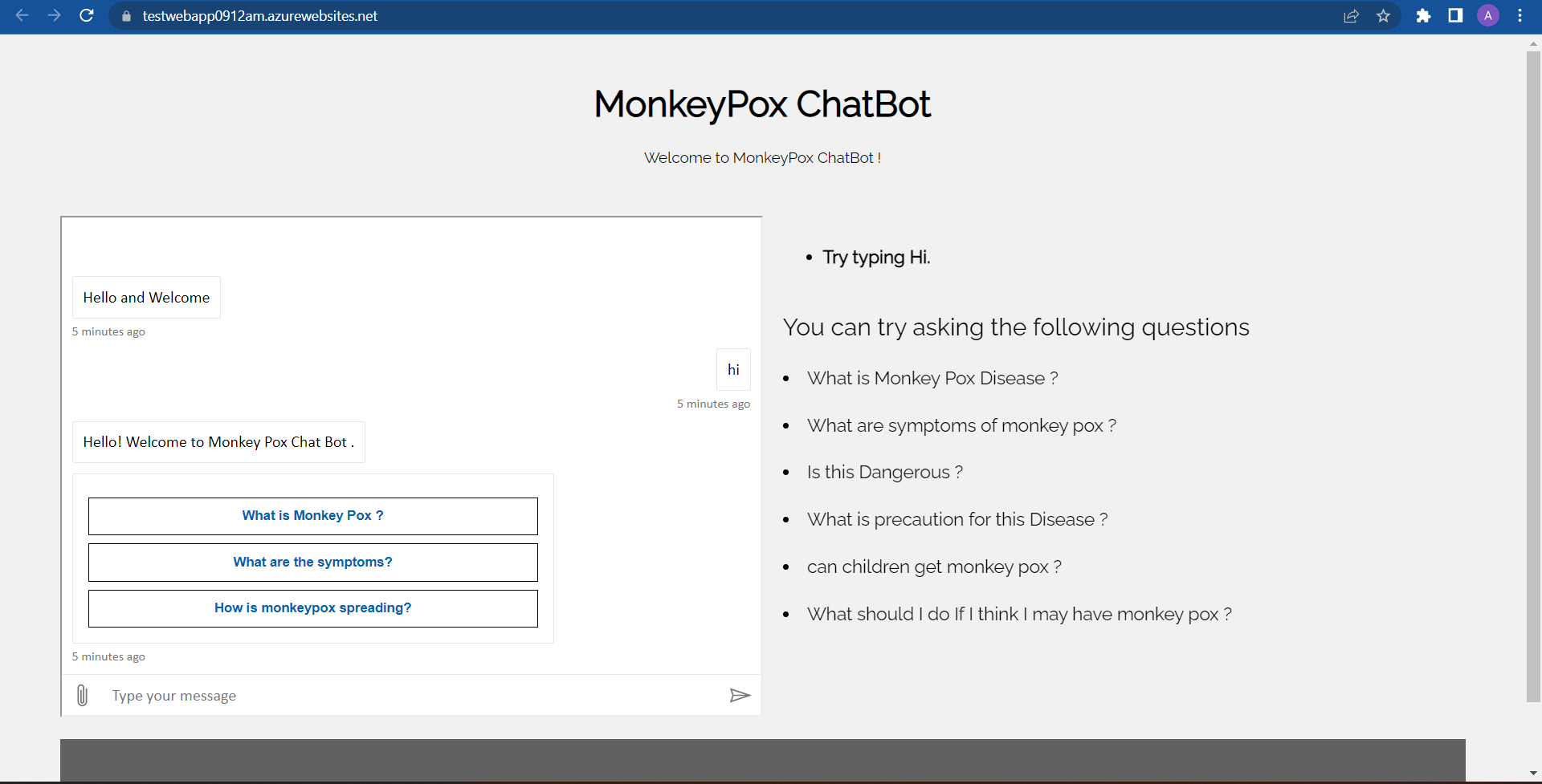 GitHub - Arin0402/MonkeyPox-ChatBot: A Azure based web chat bot to ...
