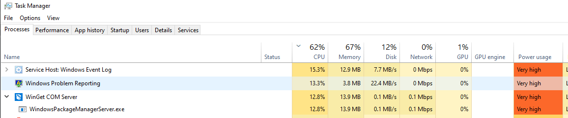 Windows Package Manager Server runs on high CPU · Issue #3667 · microsoft/winget-cli · GitHub