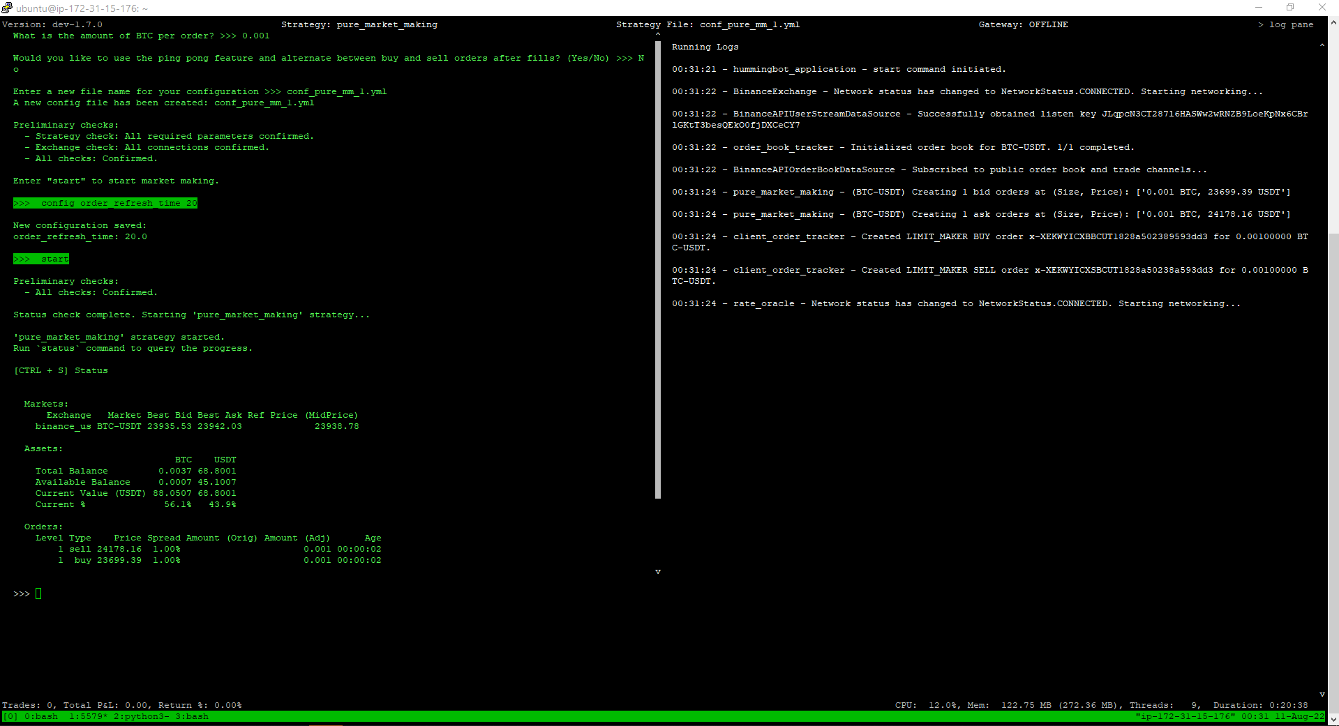 Binance_US - bot takes time to start Avellaneda MM strategy: flooded ...