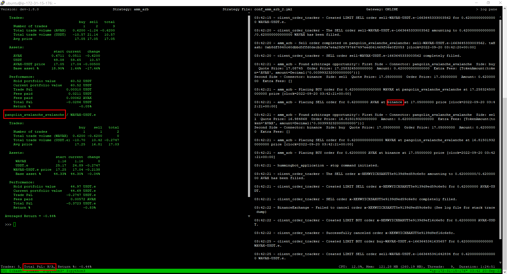 Amm arbitrage - Bot displays N/A for Total P&L at Bottom navigation bar after few trades · Issue ...