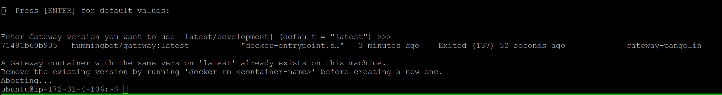 Failed to create multiple containers with same tag using ./gateway-create.sh (error `container ...