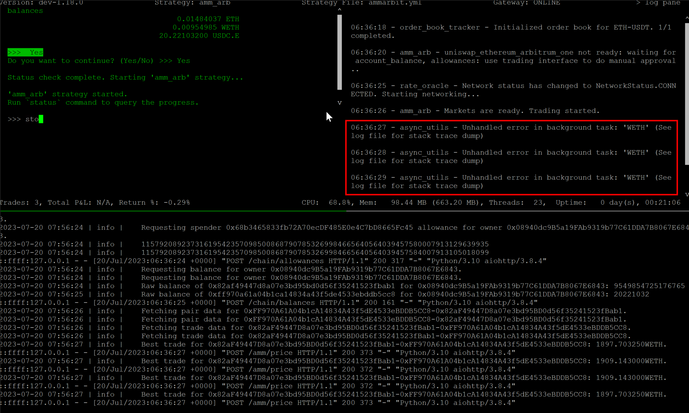 Gateway - getting price query failed error after restarting gateway connection · Issue #164 ...