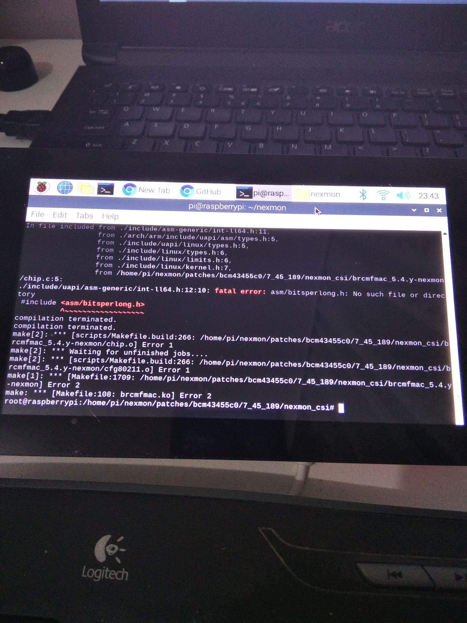 problem with install firmware, step 10 · Issue #212 · seemoo-lab/nexmon_csi · GitHub