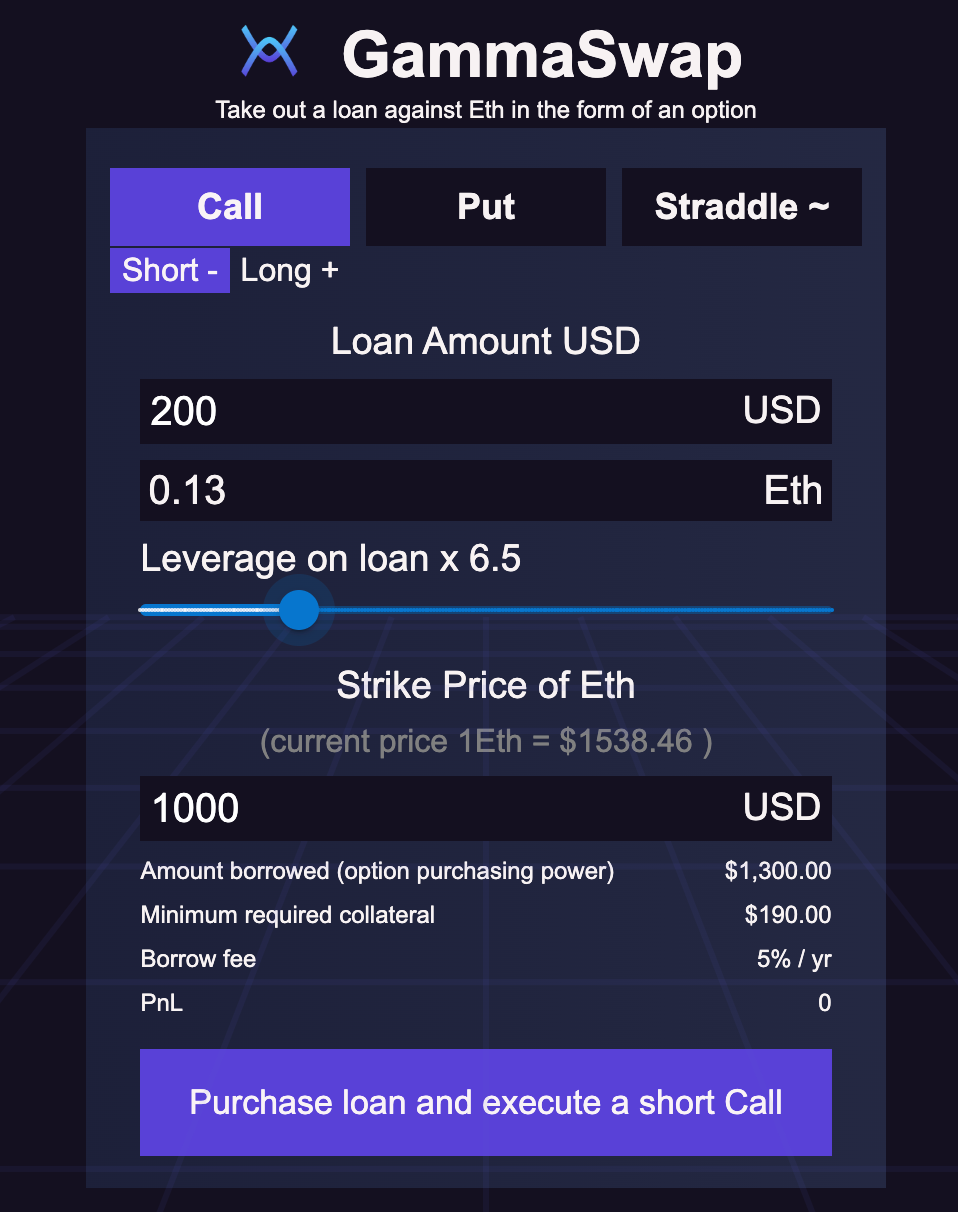 GitHub - cmusson/GammaSwap-Component: A card component that allows the user to take out a loan ...