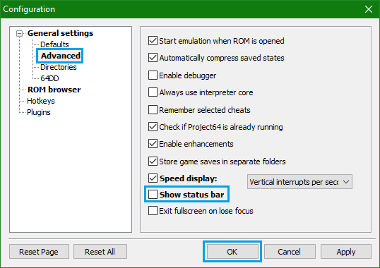 [Feature Request] Hide status bar in windowed mode · Issue #1099 · project64/project64 · GitHub