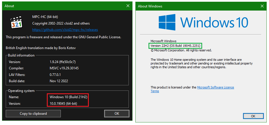 Windows System Info In Mpc Hcs About Dialog Is Incorrect · Issue 1912 · Clsid2 Mpc Hc · Github