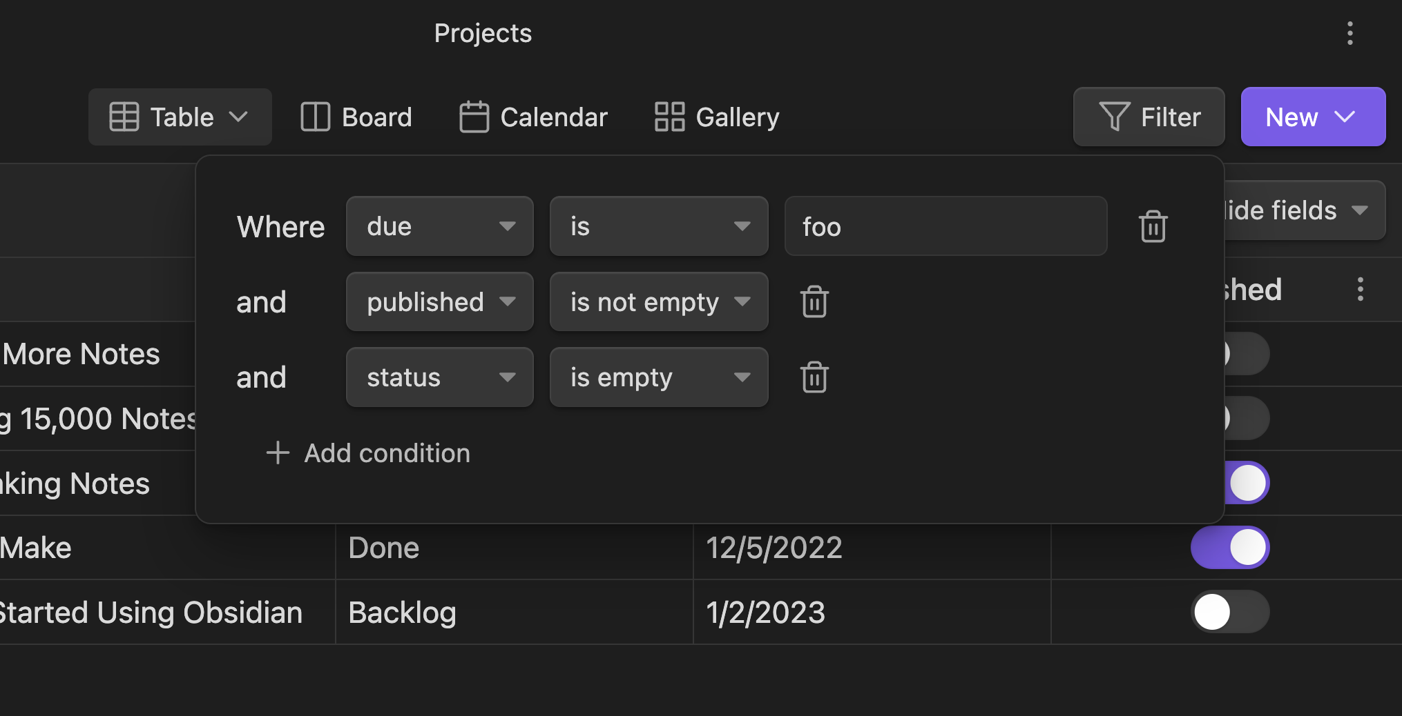 Filter support for all views · Issue #80 · marcusolsson/obsidian-projects · GitHub