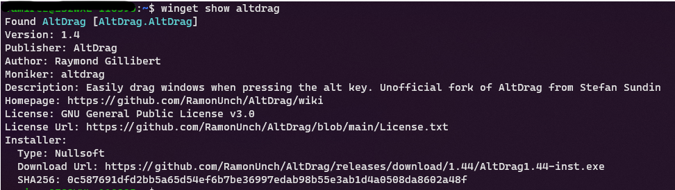 Add to the wiki options for winget · Issue #78 · RamonUnch/AltSnap · GitHub