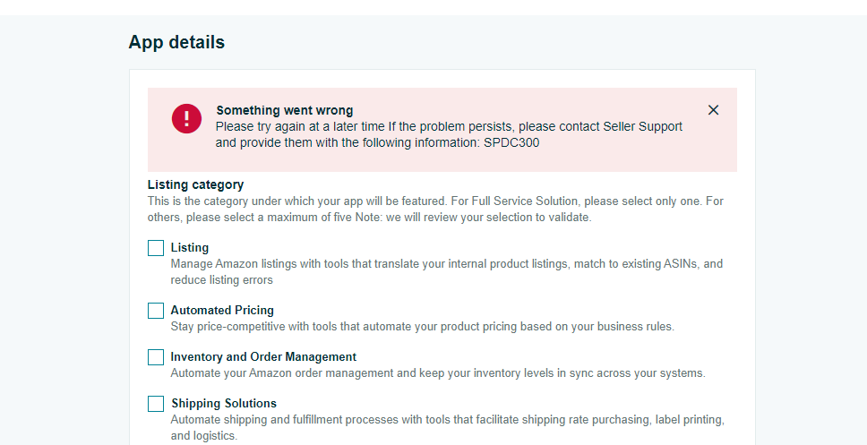 SPDC300 Error · Issue #719 · amzn/selling-partner-api-docs · GitHub