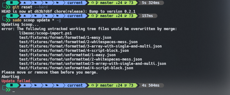 Scoop Wont Allow Update Conflicting Files Bug · Issue 5076 · Scoopinstallerscoop · Github 