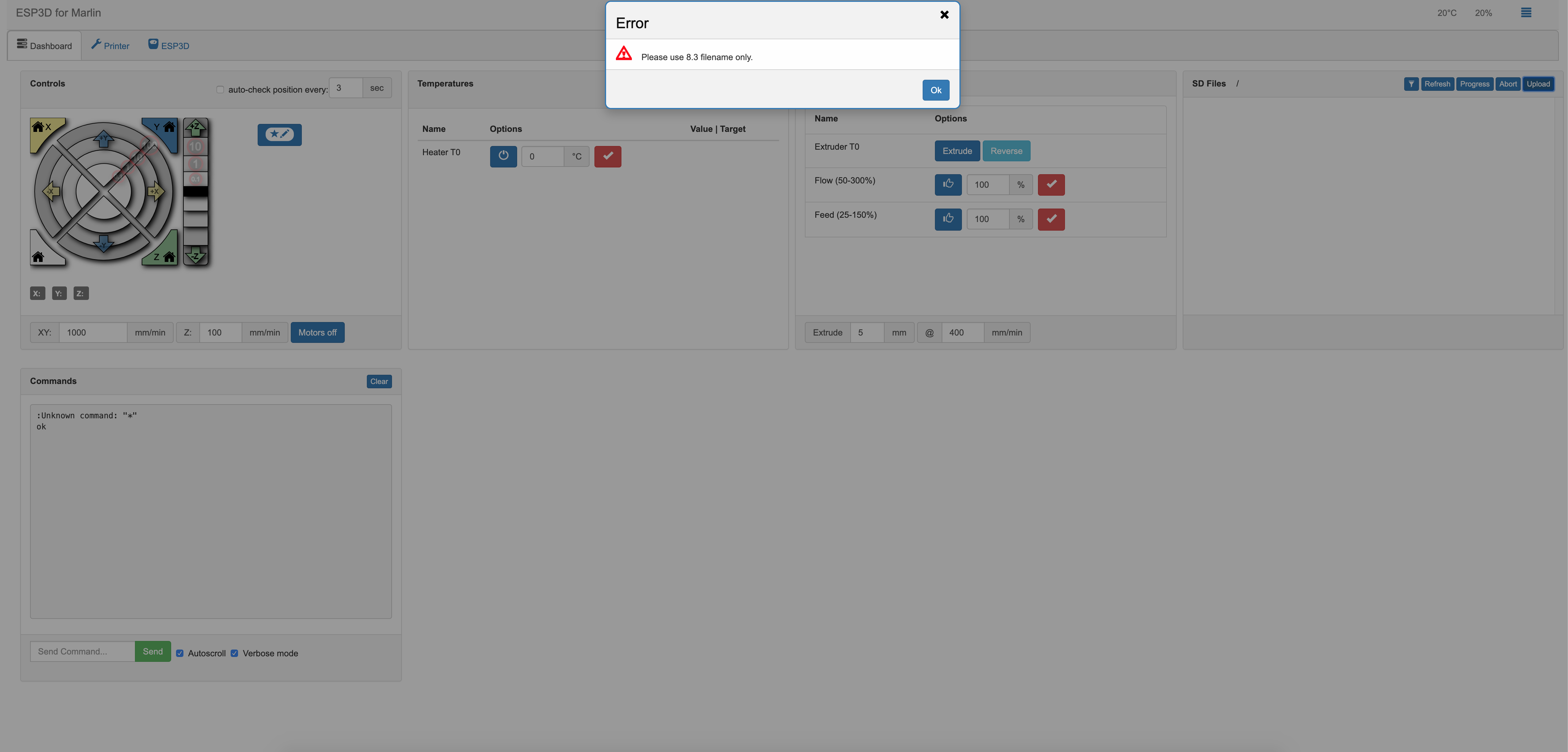 [BUG] 8.3 ERROR · Issue #458 · luc-github/ESP3D · GitHub