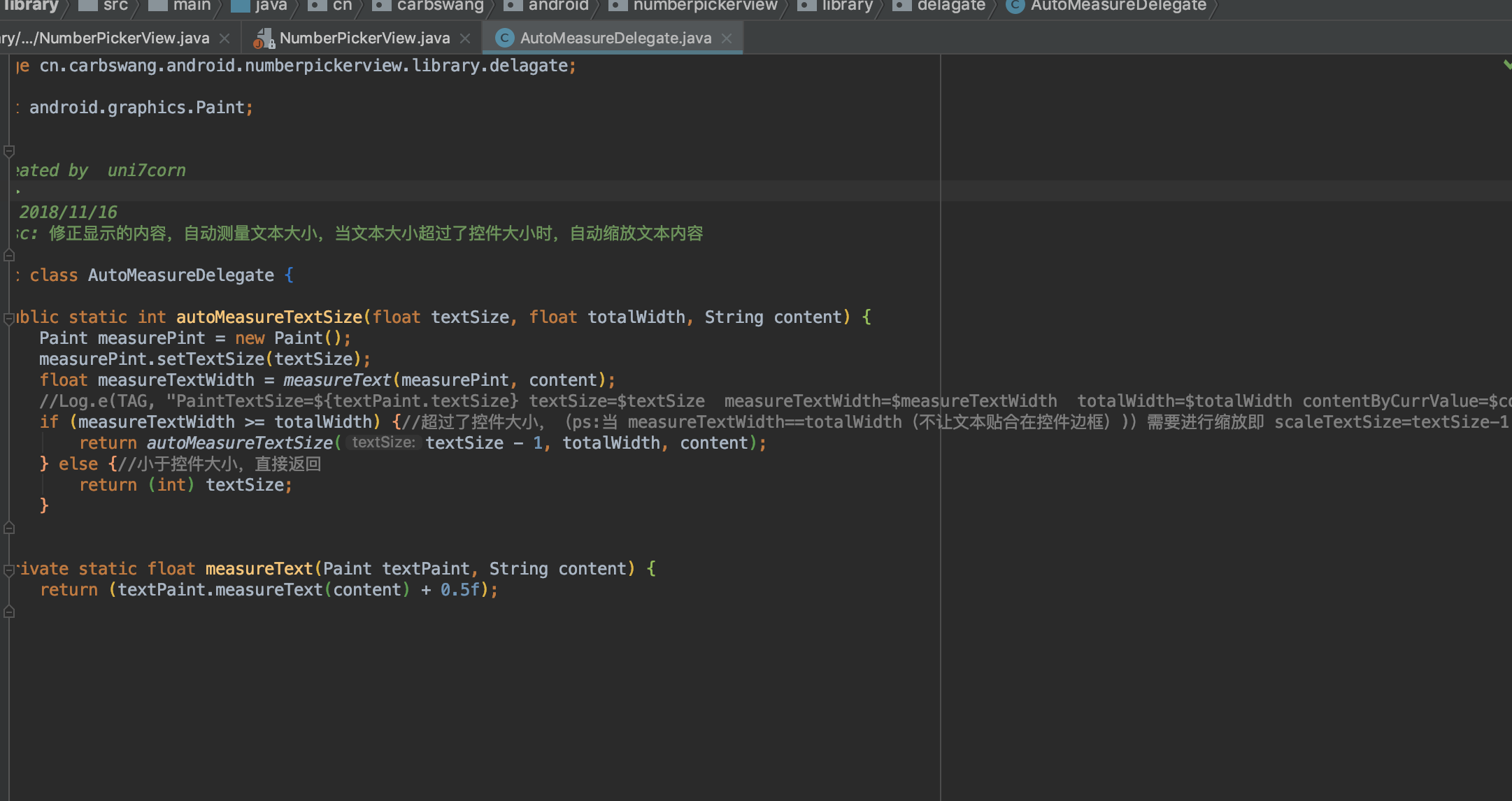 自适应文本大小 by uni7corn · Pull Request #55 · Carbs0126/NumberPickerView · GitHub