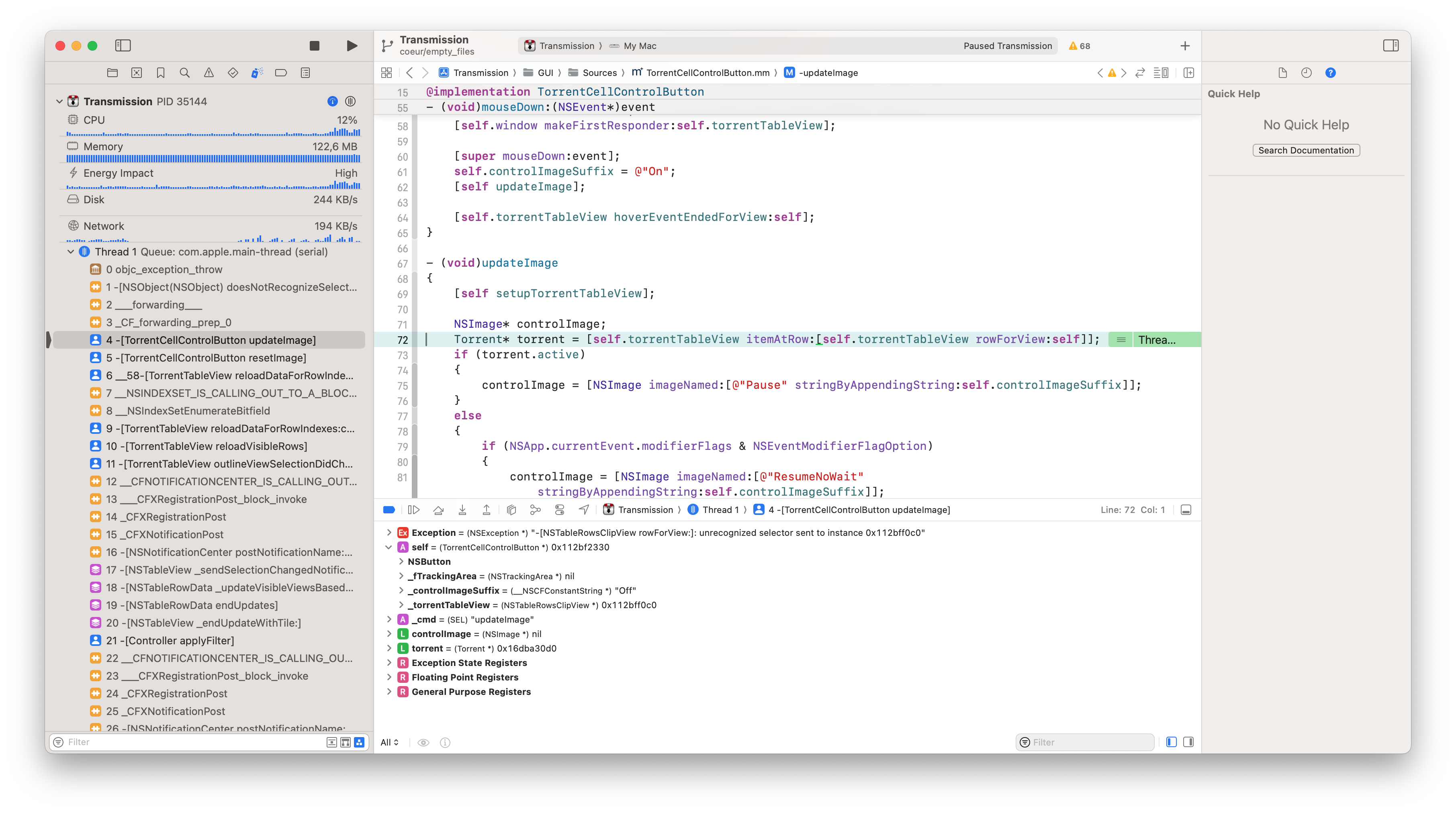 "-[NSTableRowsClipView rowForView:]: unrecognized selector sent to instance" · Issue #6205 ...