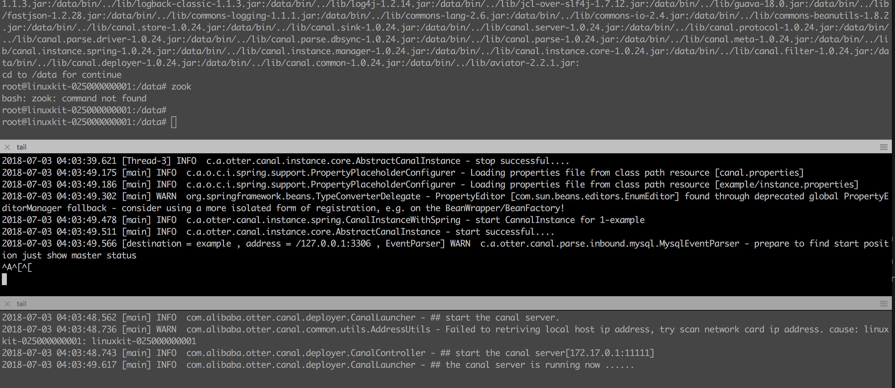 canal显示连接成功，但是数据库改变的时候收不到订阅消息 · Issue #731 · alibaba/canal · GitHub