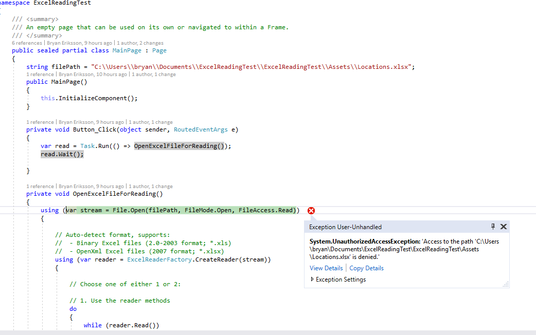 Can T Access Xlsx File · Issue 274 · Exceldatareader Exceldatareader · Github