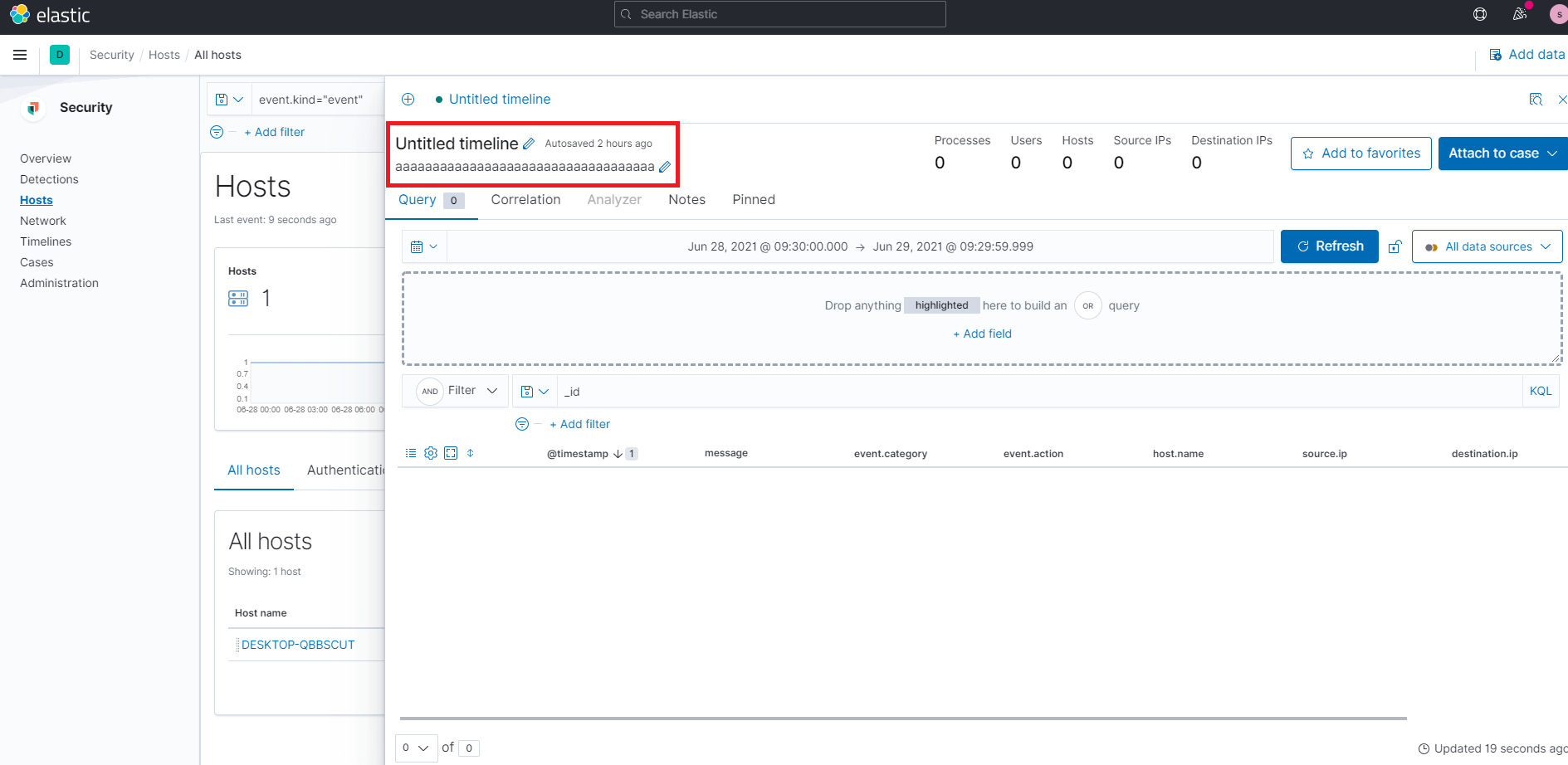 [Security Solution] The name of Timeline is displaying untitled while ...