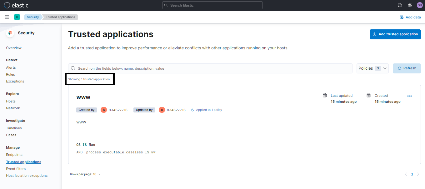 [Security Solution] Host Isolation Exception tab doesn't show the number of Host Isolation ...