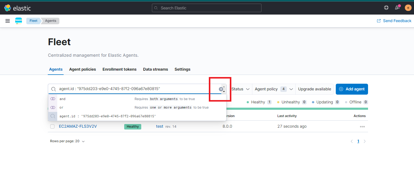 [Fleet]:The cross icon (x) is overlapping at search bar on Agents tab ...