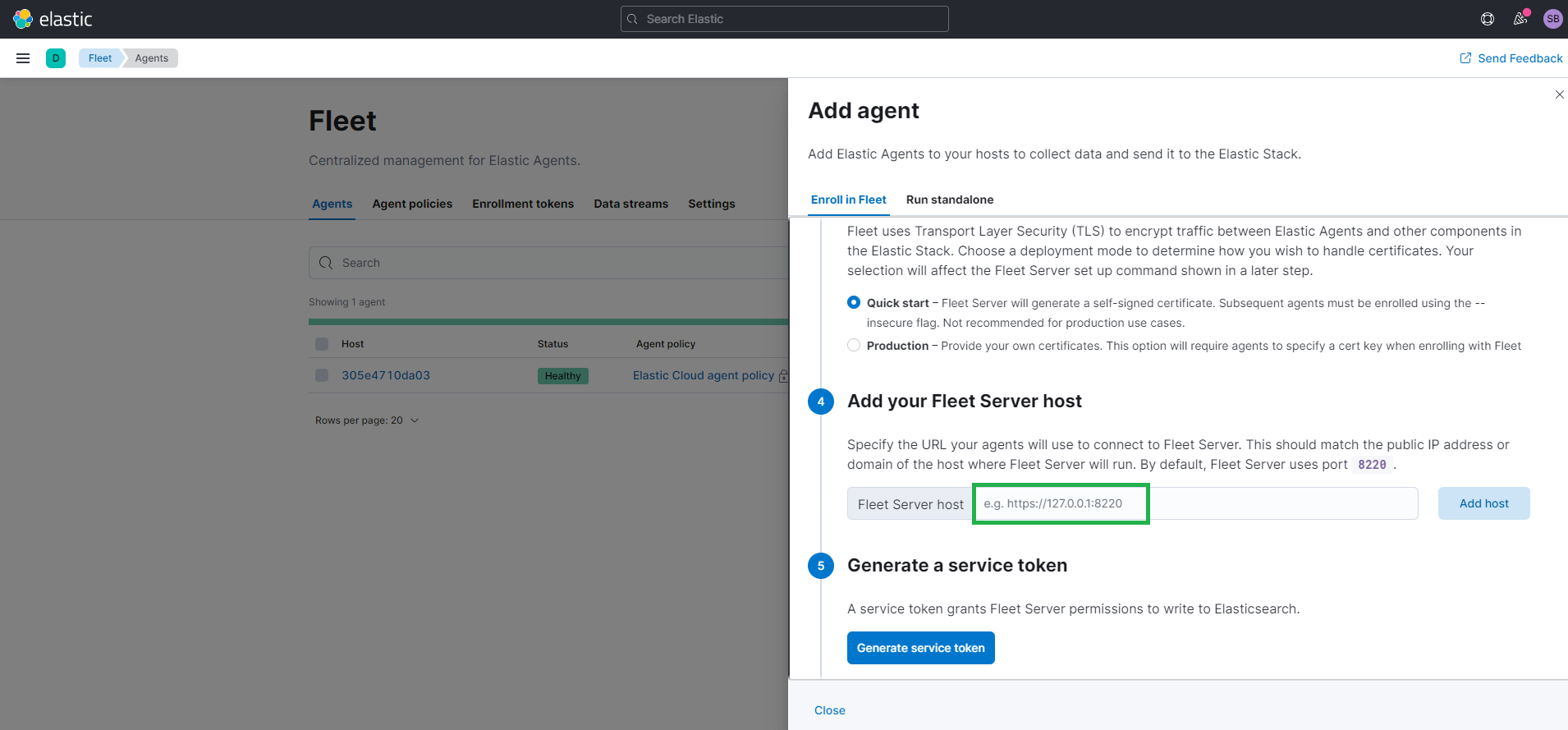 [Fleet]: Incorrect suggested value at `Fleet Server host` under `Add agent` flyout. · Issue ...