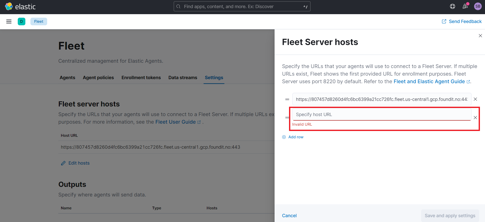 [Fleet]: Incorrect validation message `Invalid URL` is displayed on ...