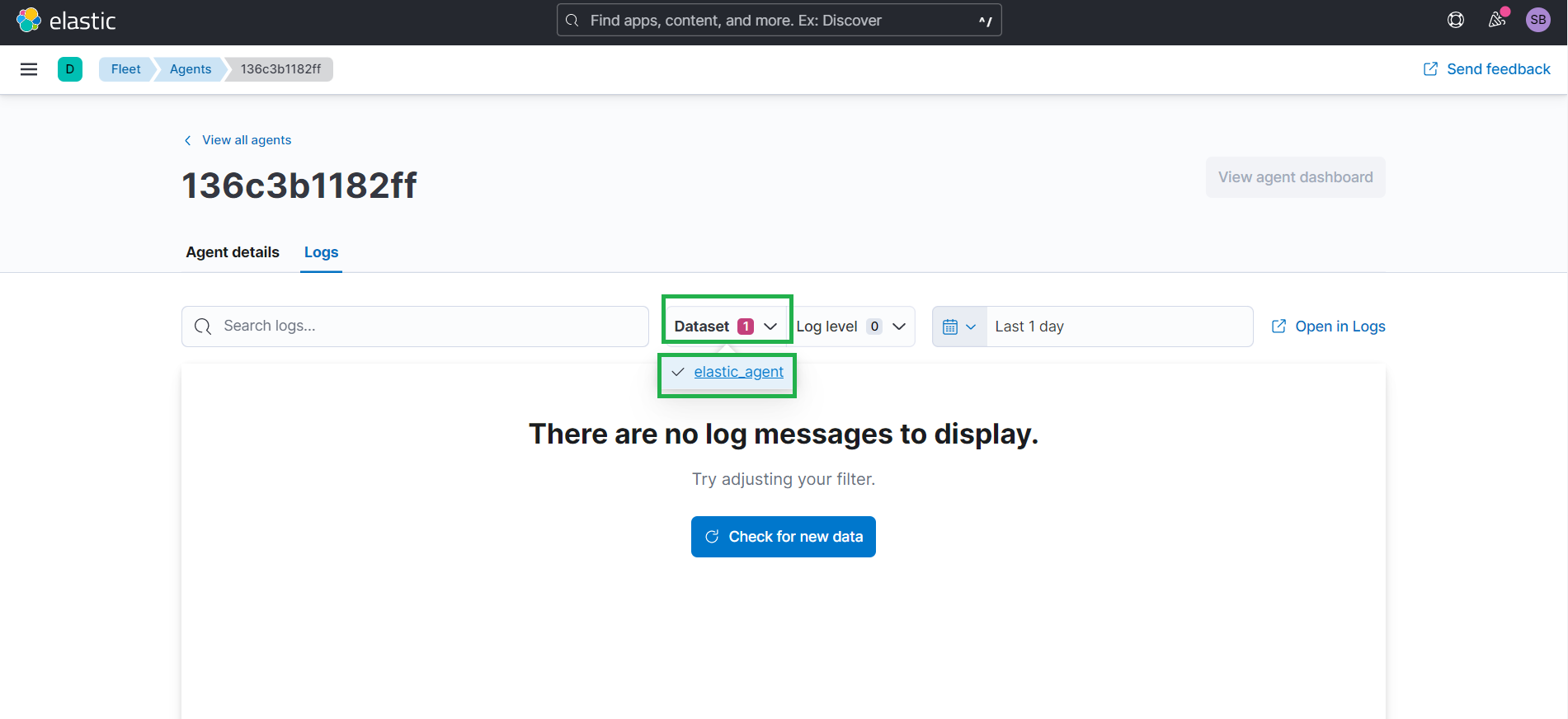 [Fleet]: Incorrect selected dataset count under logs tab for hosted agent when navigated from ...