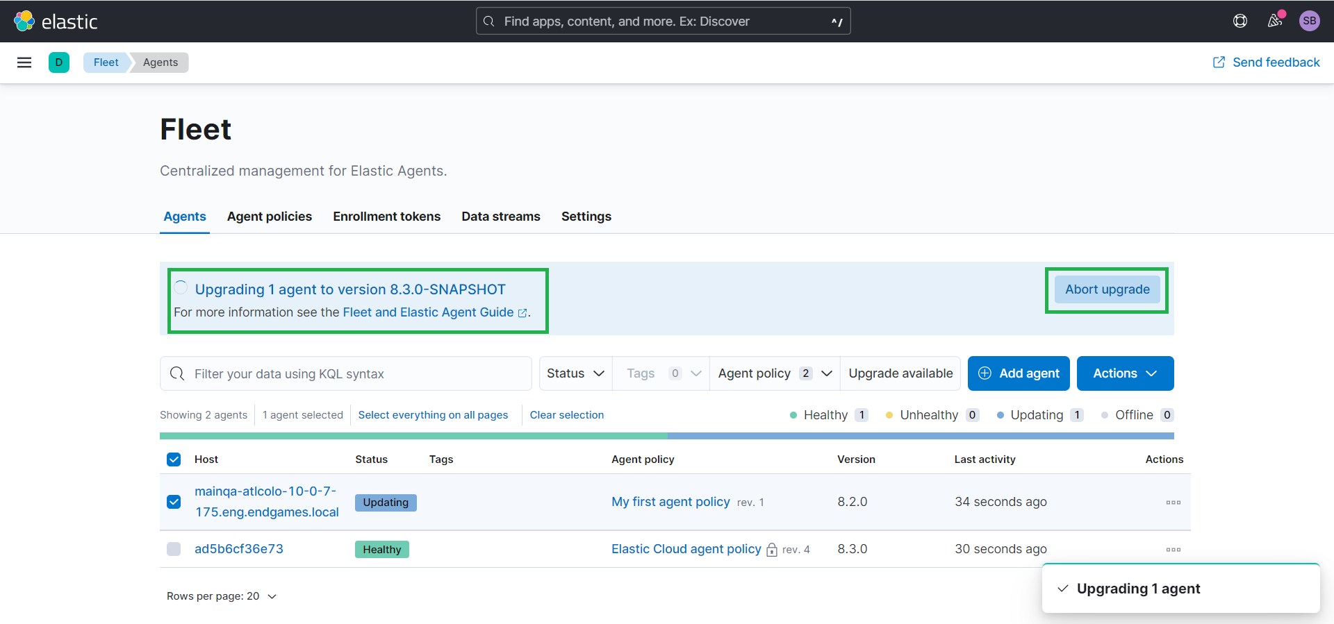 [Fleet]: On Agent upgrade modal ` 1 Agents` is shown for single agent ...