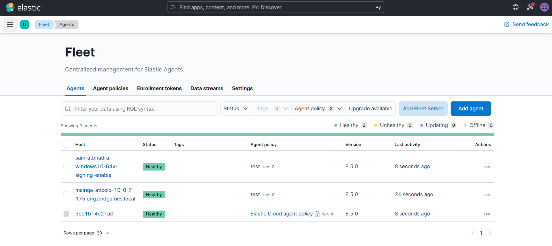 [Fleet]: Hosted Fleet Server is not available on Healthy deployment of ...
