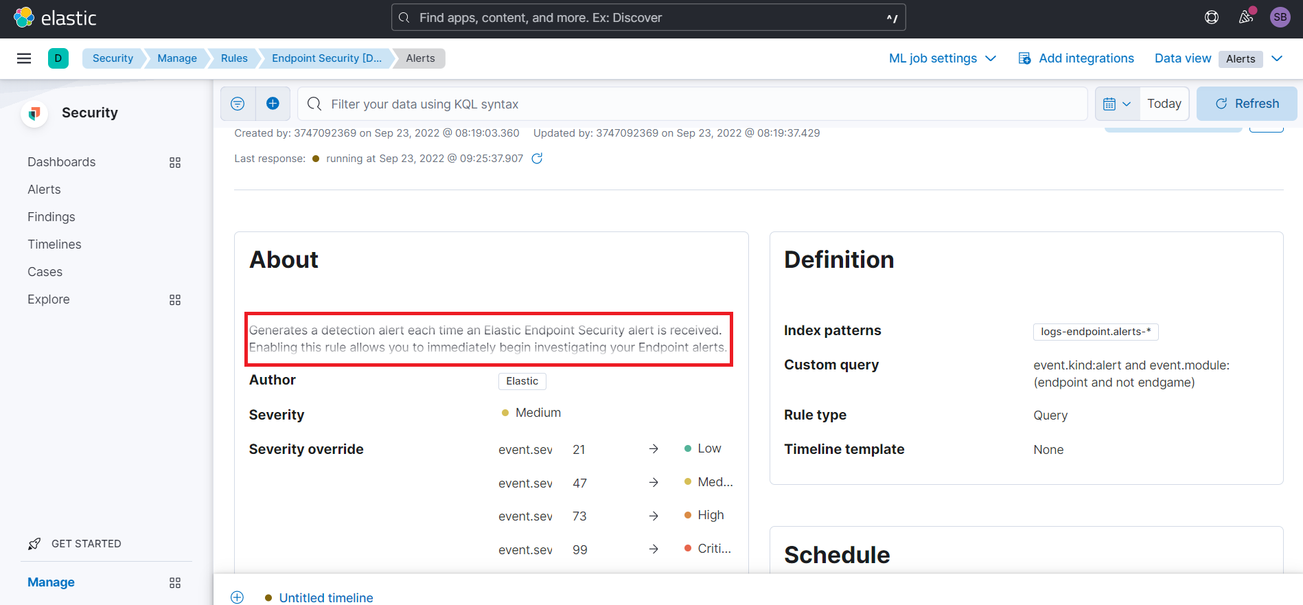 [Security Solution]: Description under prebuilt and custom created rules details page is not ...