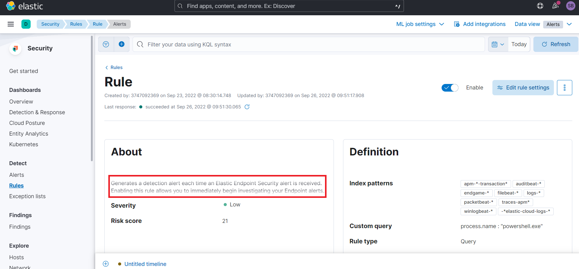 [Security Solution]: Description under prebuilt and custom created rules details page is not ...