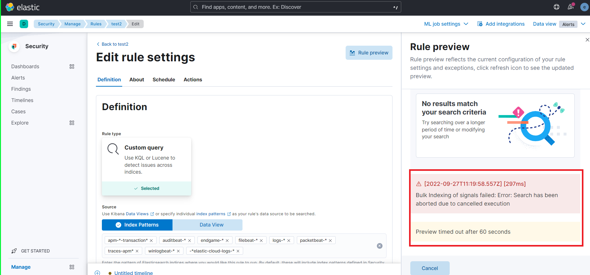 [Security Solution]: Error occurs under rule preview flyout on adding exception to the rule ...