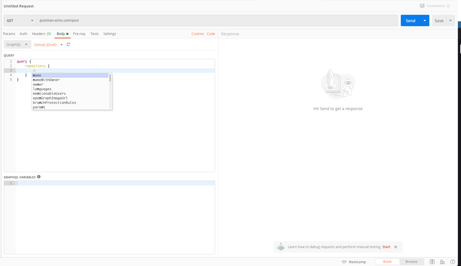 GraphQL: Autocompletion not working · Issue #6712 · postmanlabs/postman ...