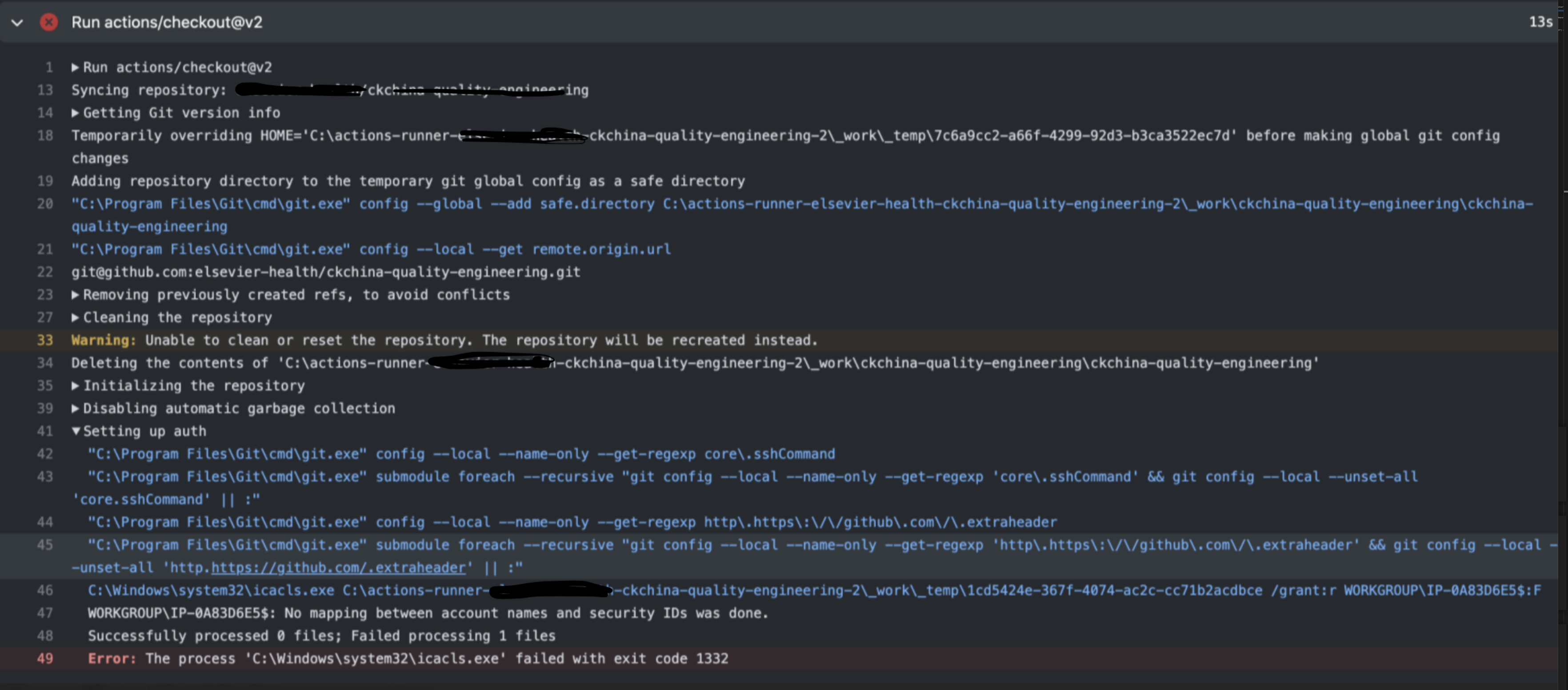 Can not checkout code via ssh-key in windows when self-hosted runner config by unattended ...