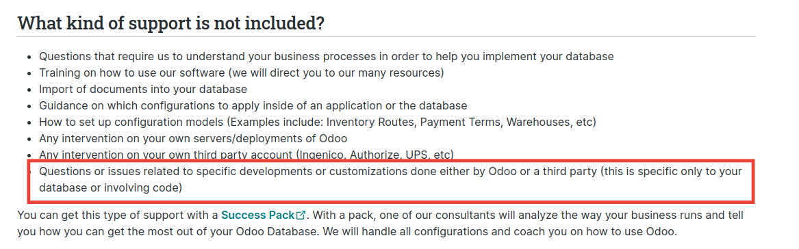 Support For Customizations Covered By A Maintenance Should Be Included · Issue 5519 · Odoo 