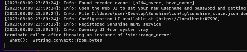 Sunshine error at launch · Issue #1446 · LizardByte/Sunshine · GitHub