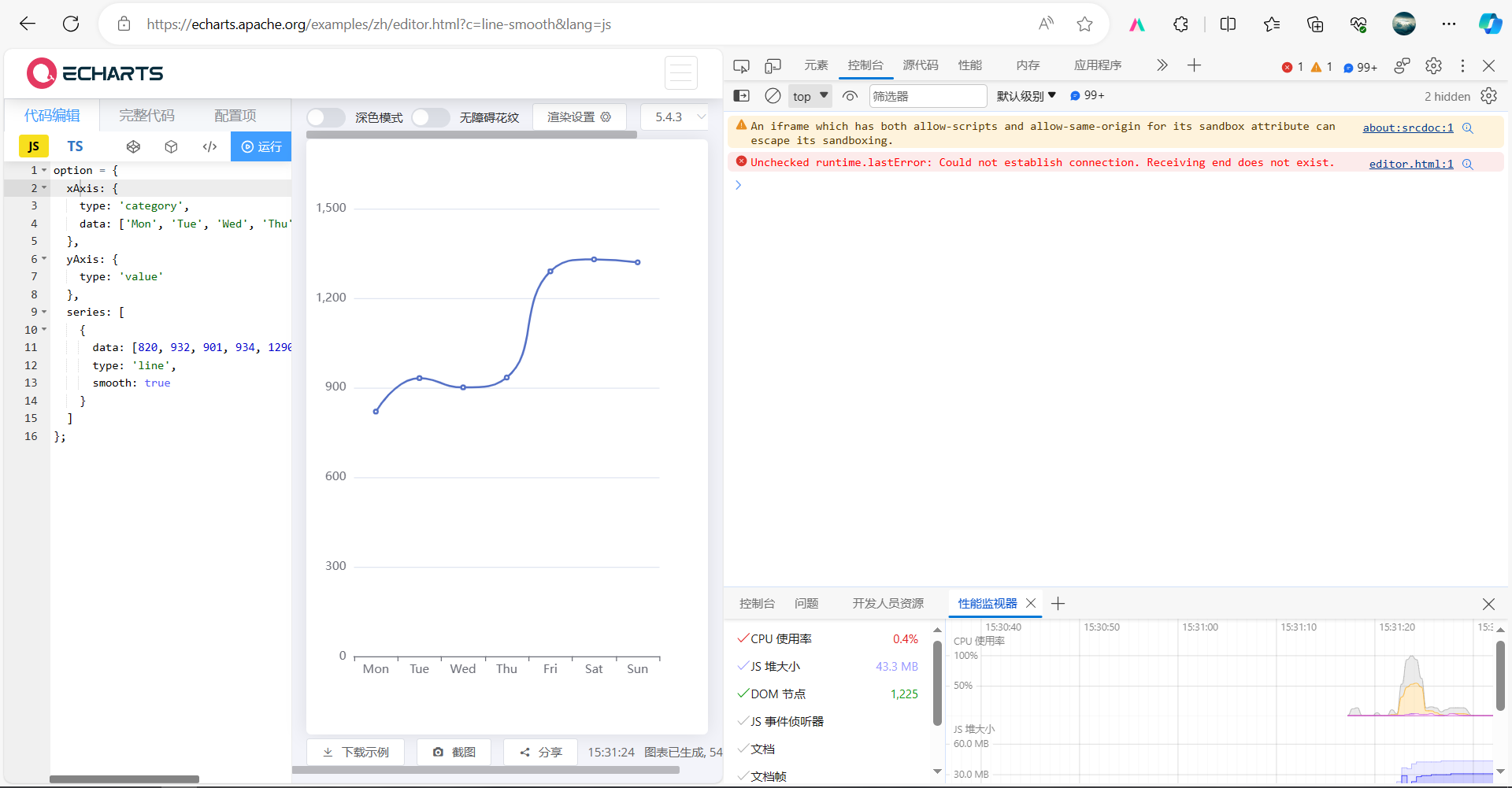[Bug] The example section on the Echarts official website cannot be directly edited · Issue ...