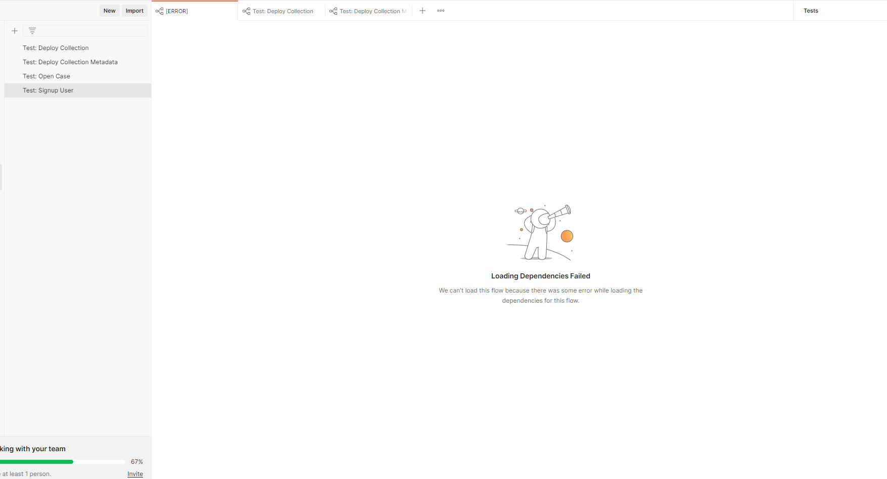 Flow Loading Dependencies Failed · Issue 11624 · Postmanlabs Postman App Support · Github