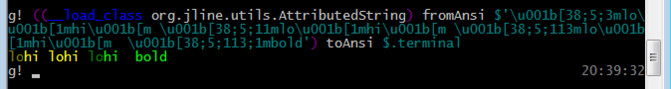 AttributedString loses bold in some cases in Windows CMD · Issue #218 · jline/jline3 · GitHub