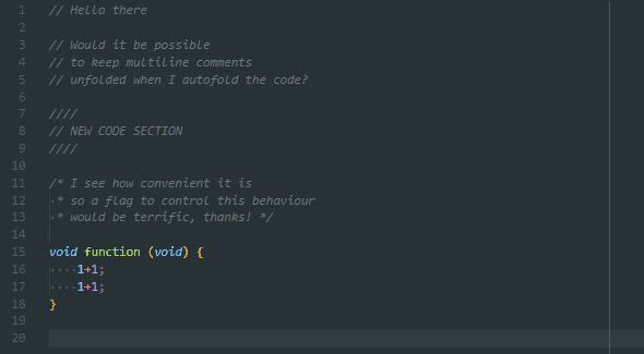 Add an option to choose if comments should be automatically folded with ...