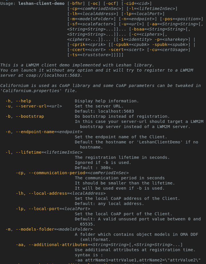 Use a more modern command line framework for demo. · Issue #569 · eclipse-leshan/leshan · GitHub