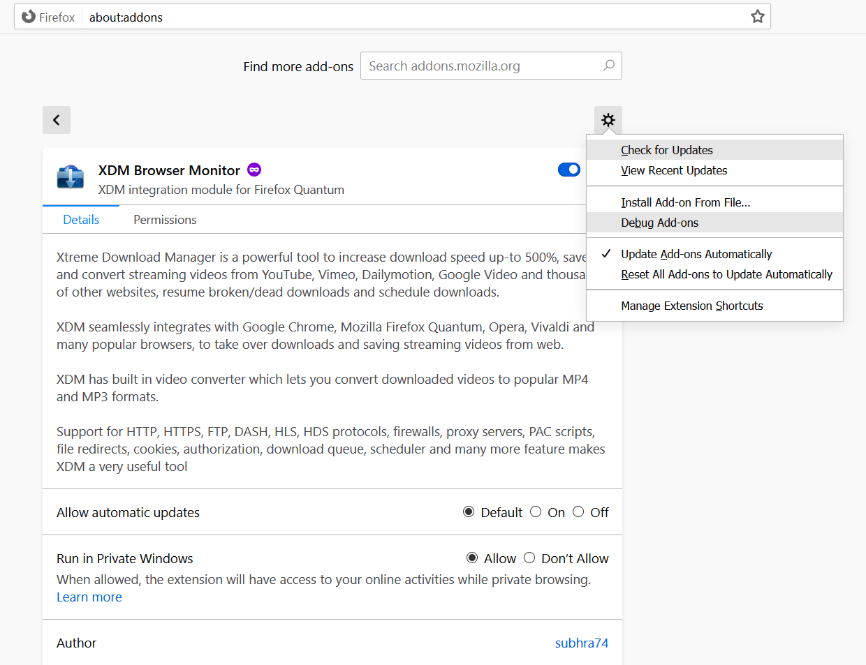 [Bug] Unable to get downloads · Issue #197 · subhra74/xdm · GitHub