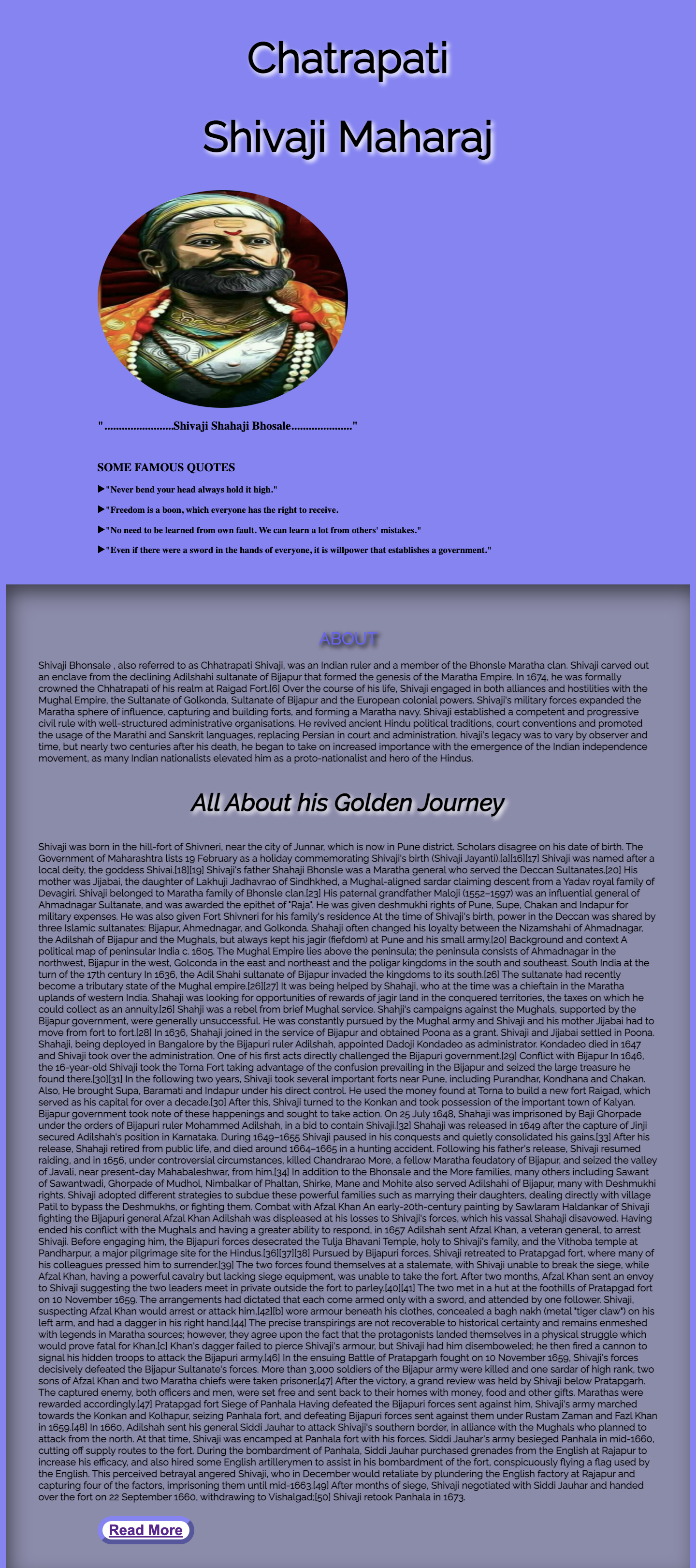 GitHub - Sahhilauti12/Tribute-Page: Tribute Page for Shivaji Maharaj is created using HTML and CSS
